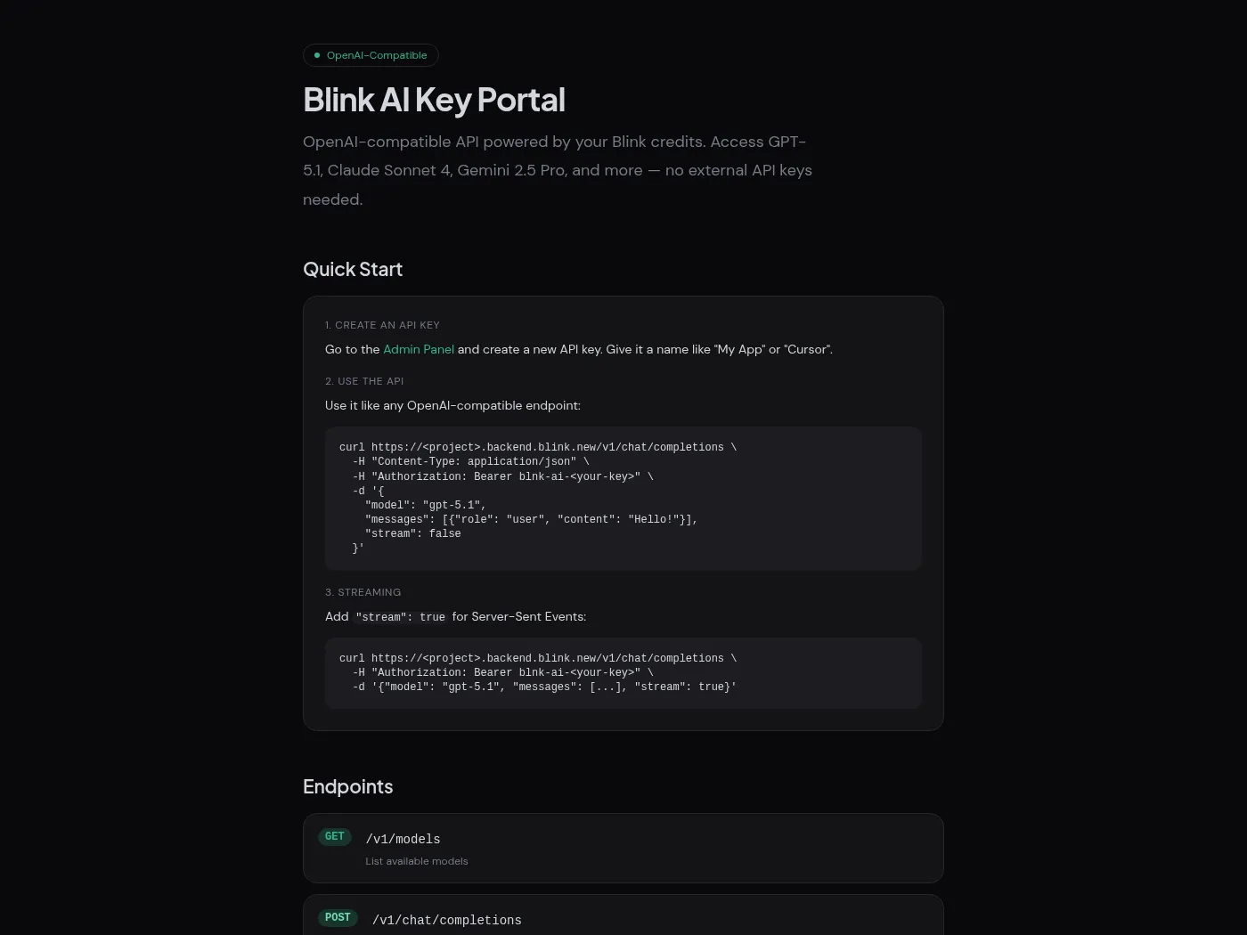 Blink AI Key Portal