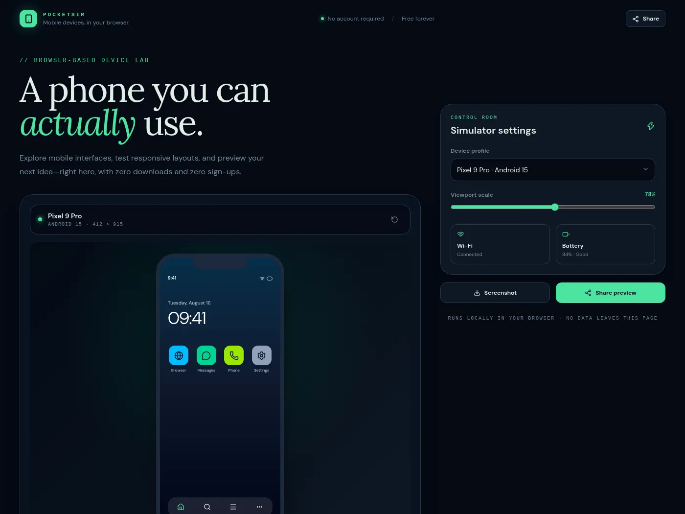 Free Mobile Simulator