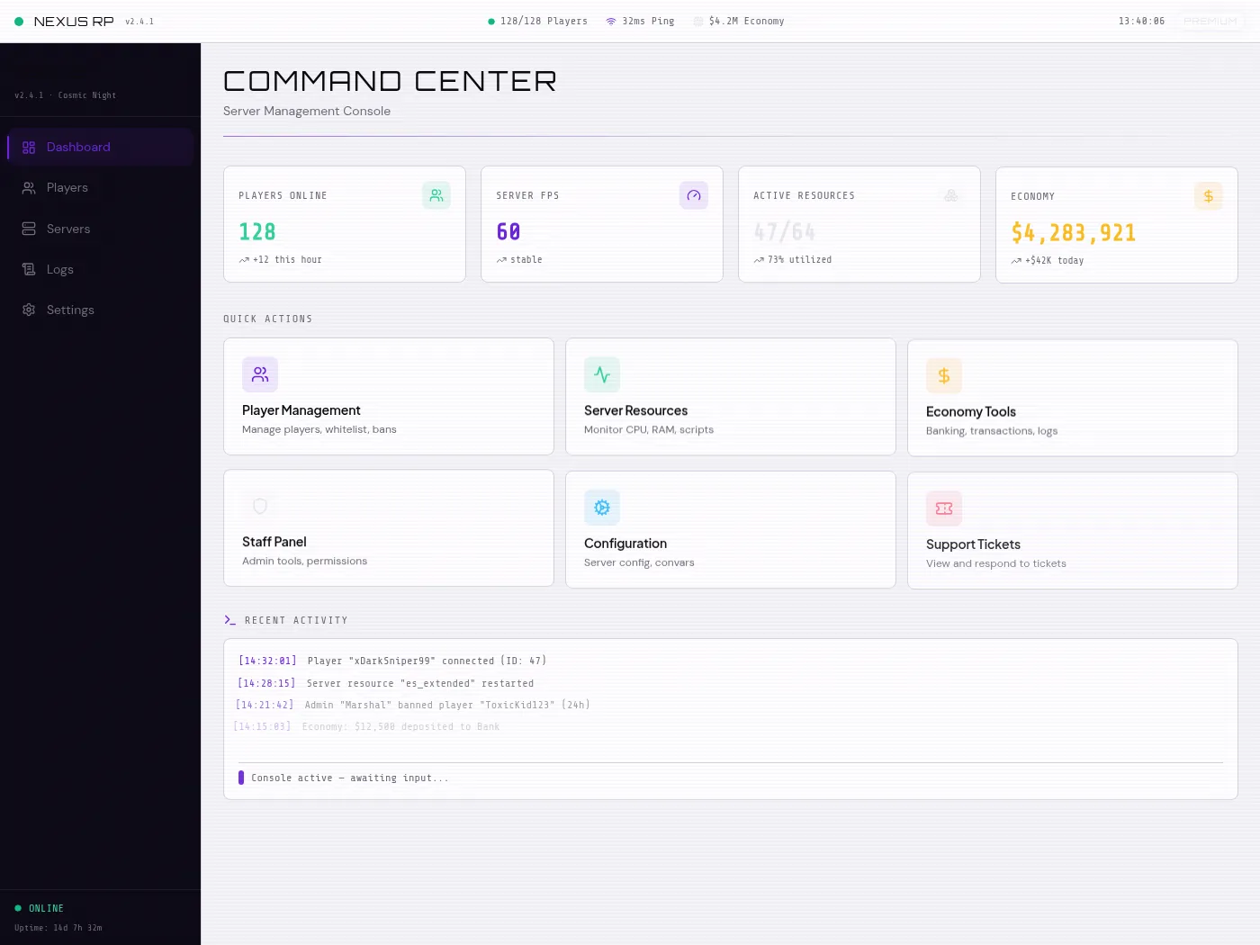 FiveM SaaS Dashboard UI