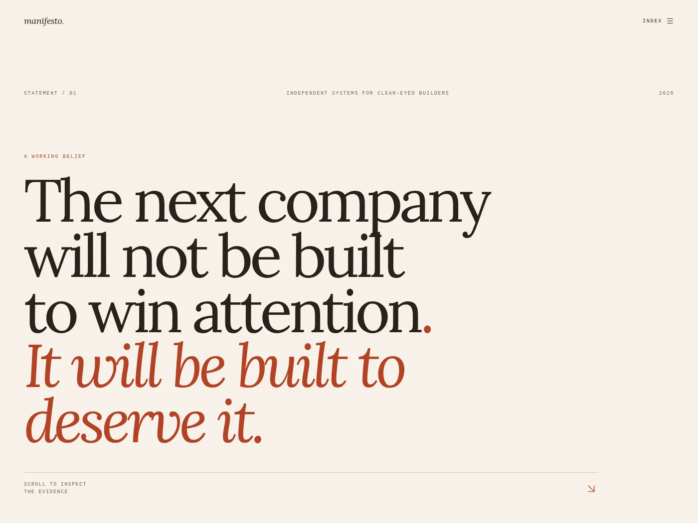 Manifesto Startup Homepage