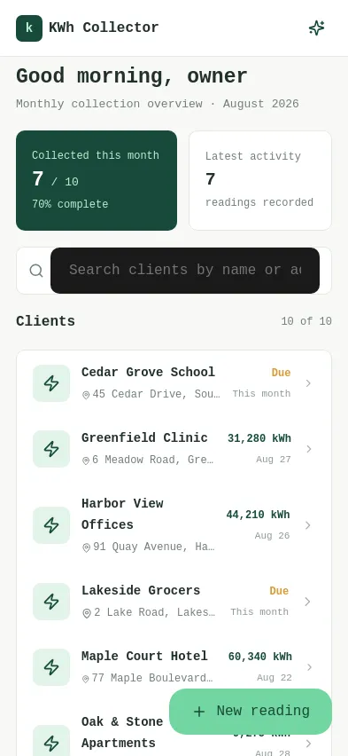 KWh Collector App