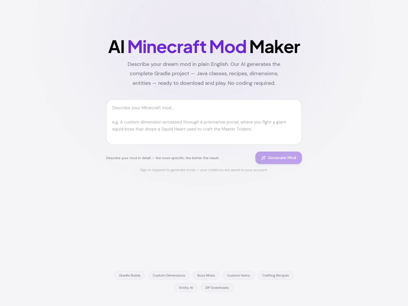 AI Minecraft Mod Maker