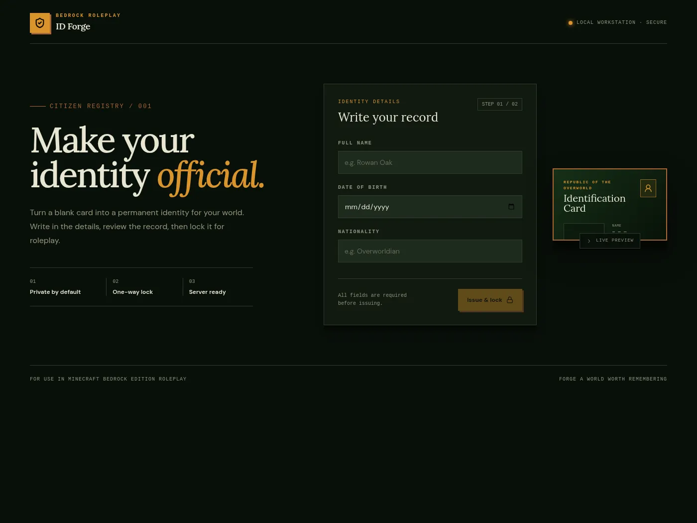 Minecraft ID Card System