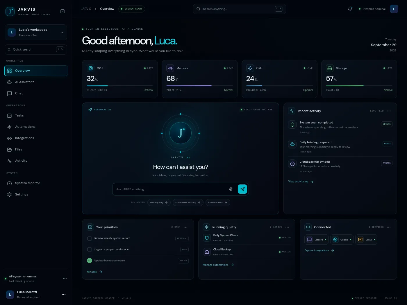 JARVIS AI Control Center