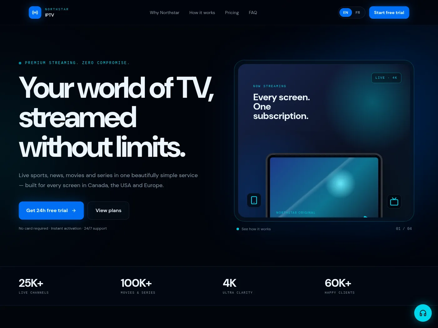 Neon IPTV Landing Site