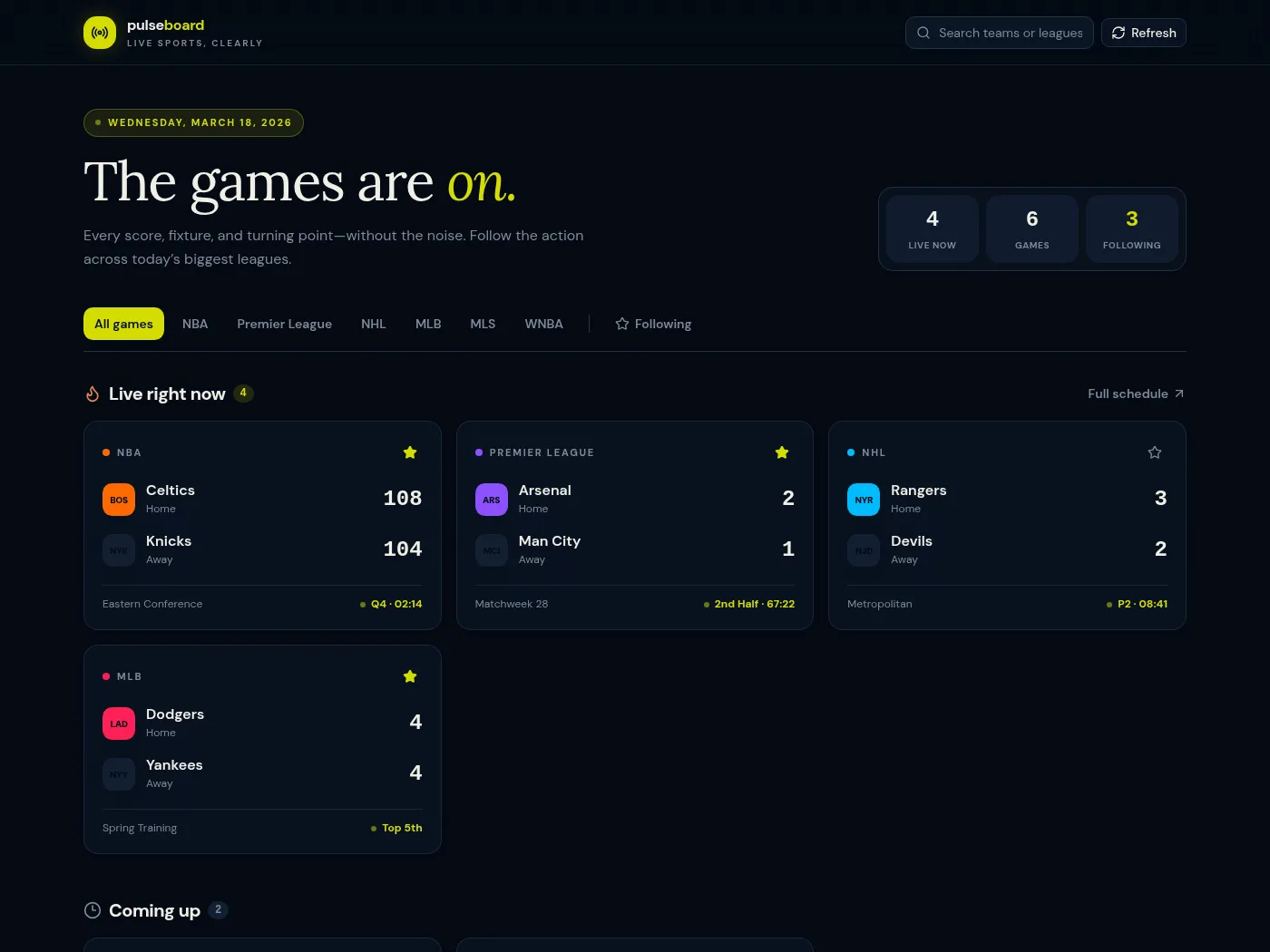 Live Sports Scores Hub