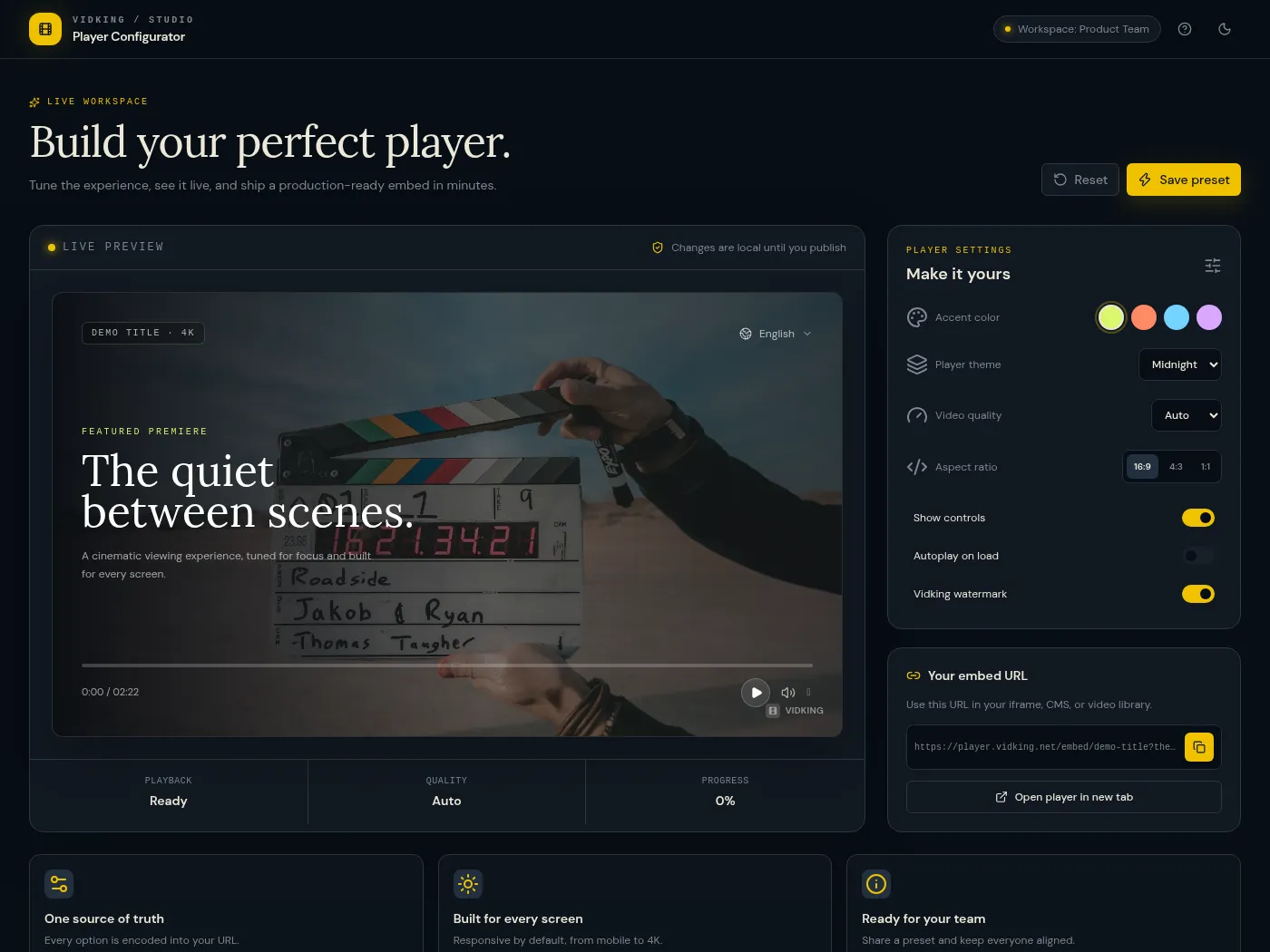 Vidking Player Configurator
