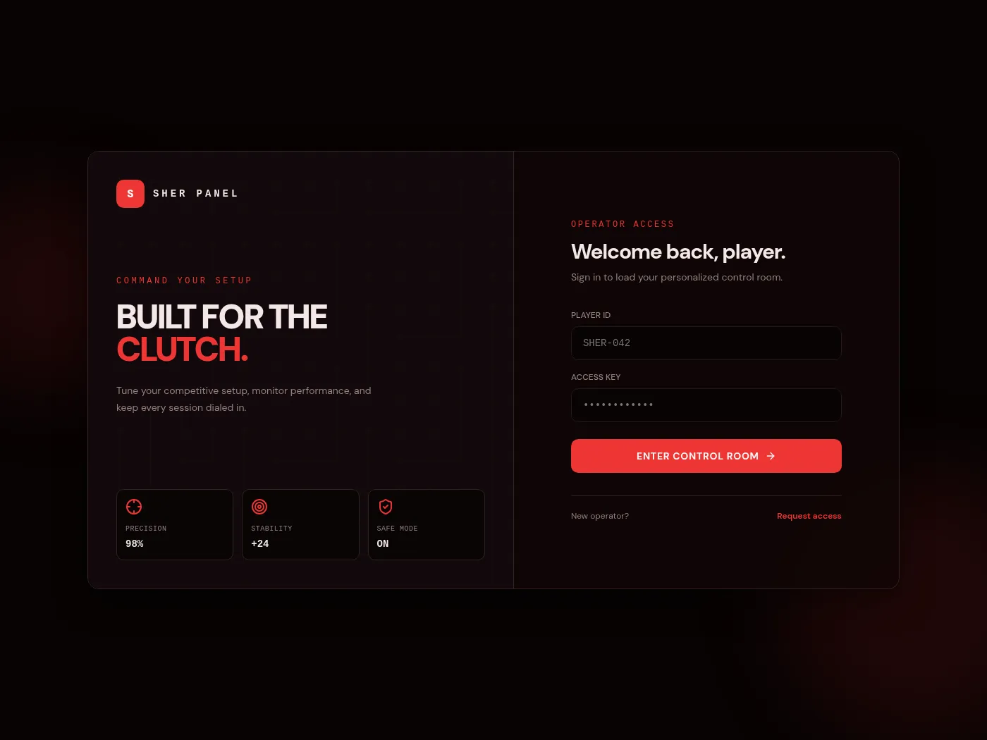 SHER PANEL Gaming Dashboard
