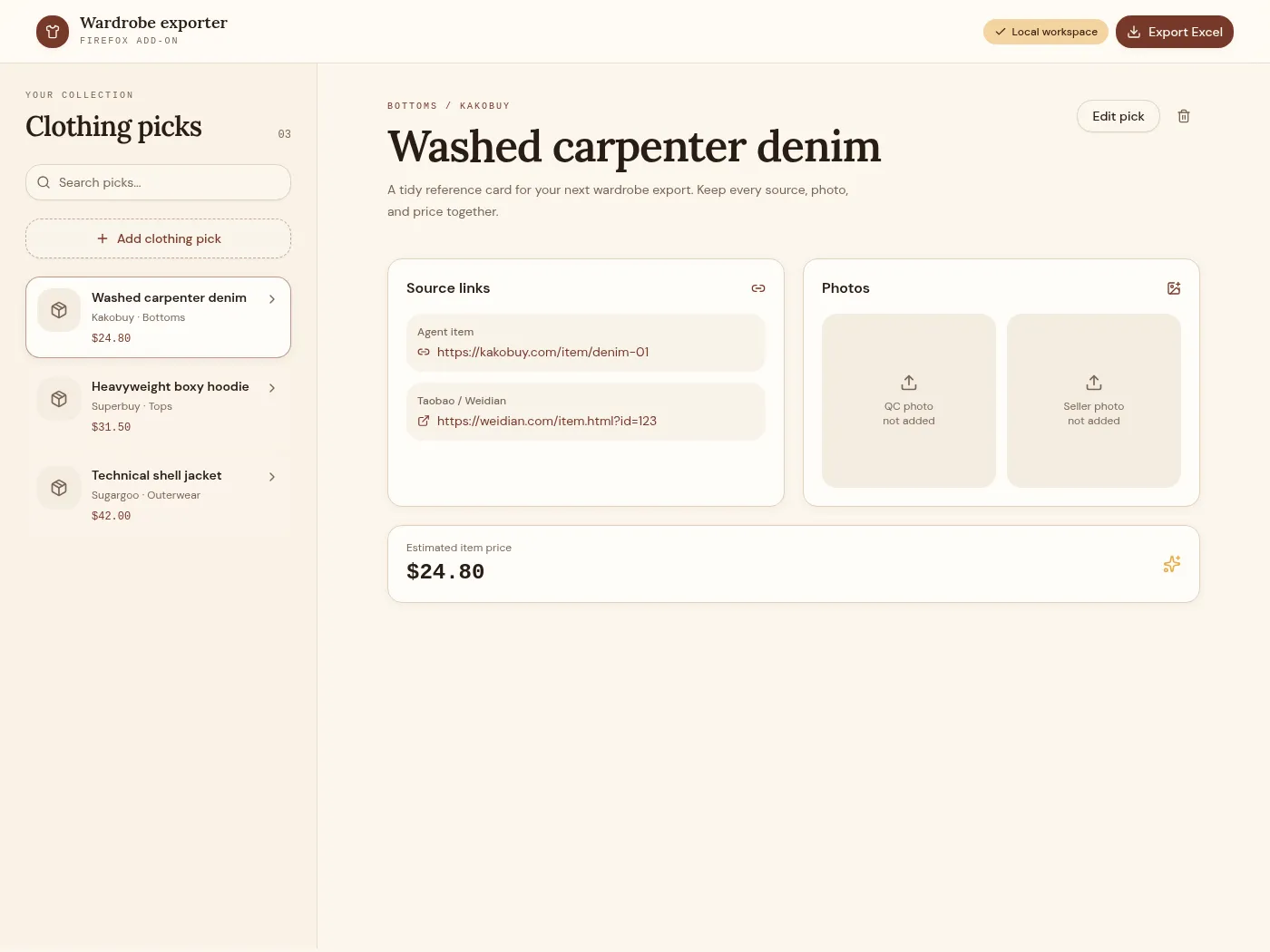Wardrobe Agent Exporter