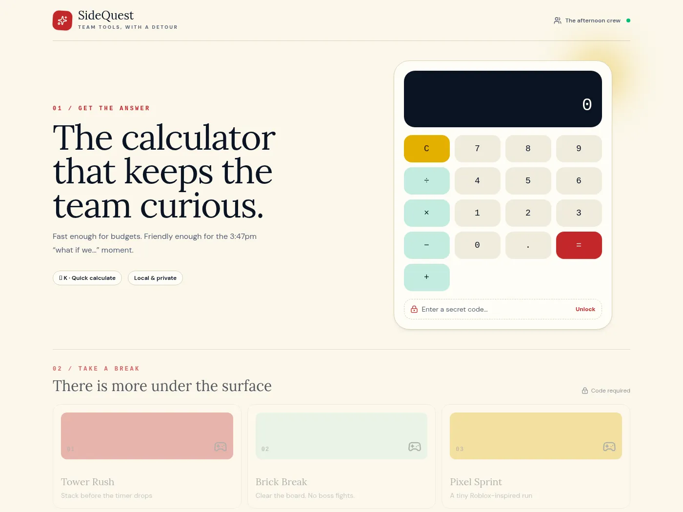 Secret Arcade Calculator