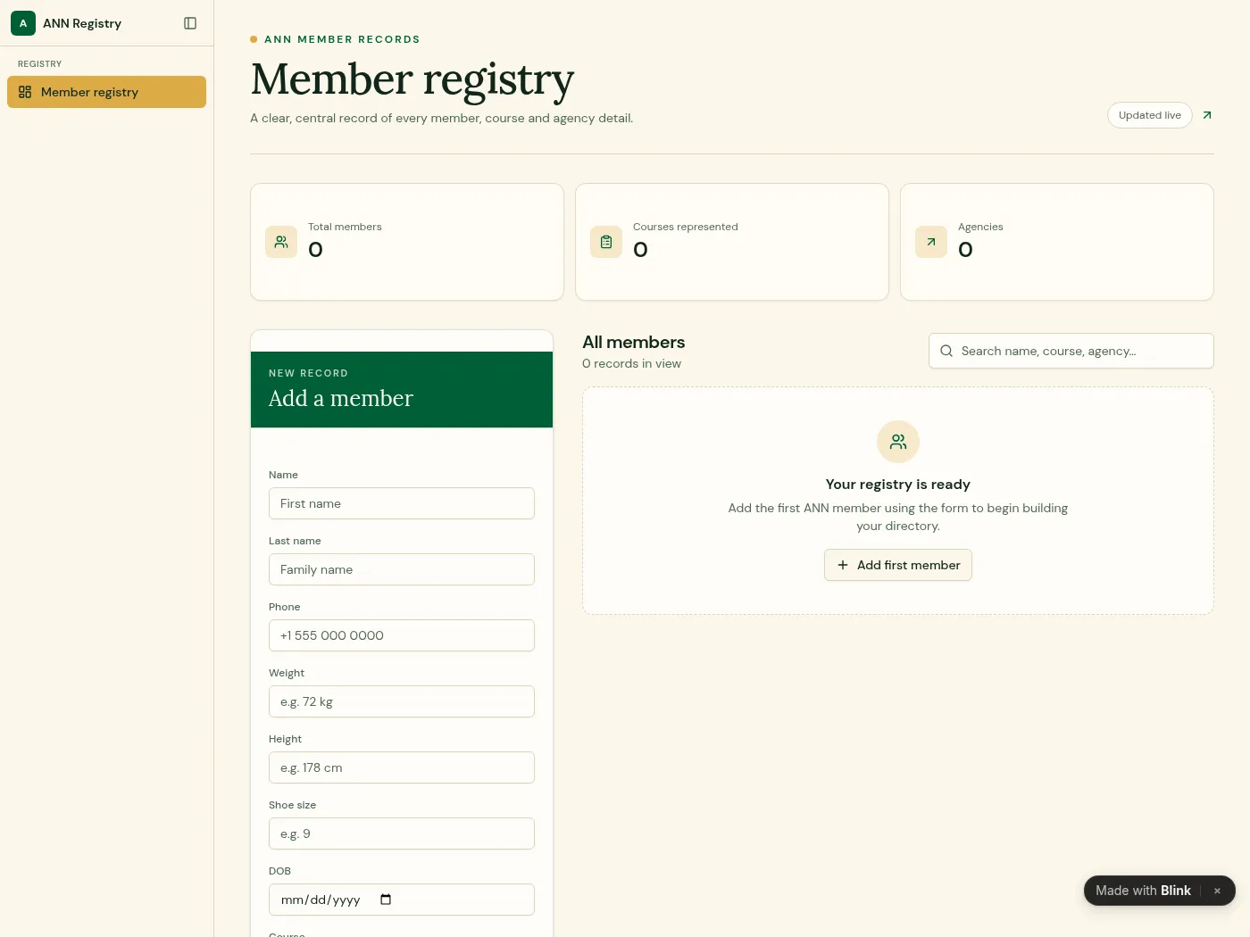 ANN Registry App