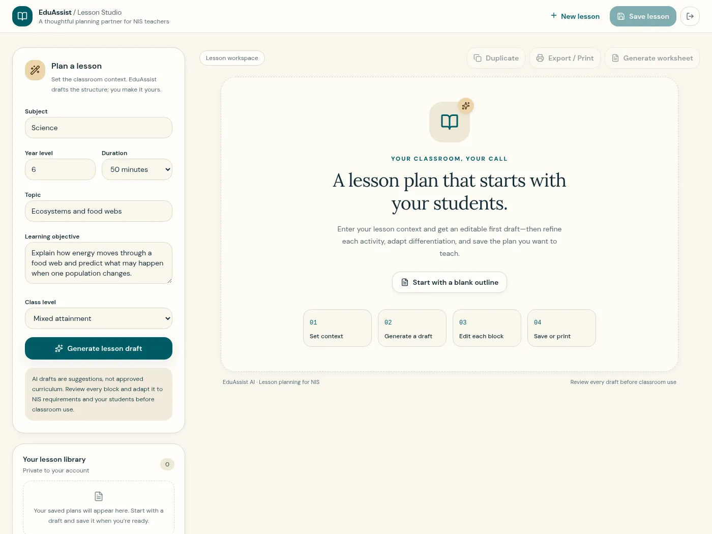 EduAssist AI Lesson Builder