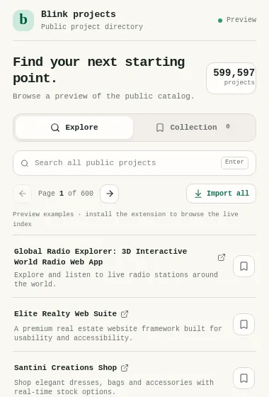 Blink Projects Explorer