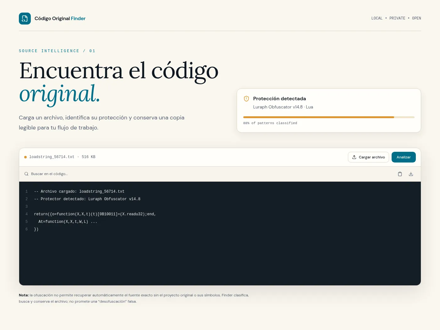 Código Original Finder