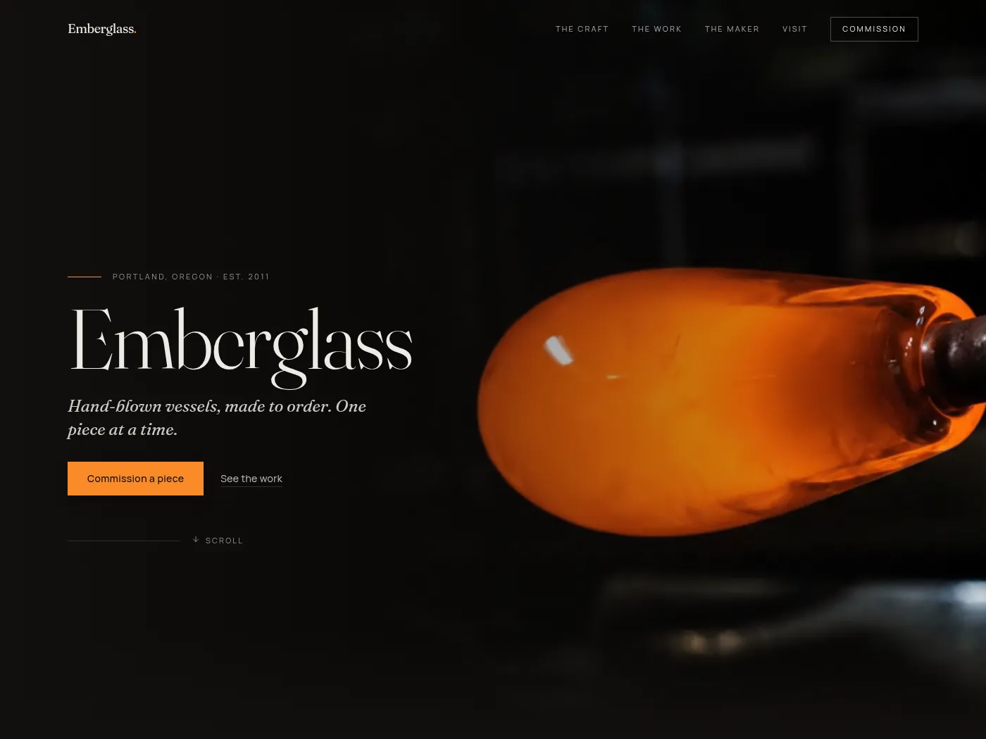 Emberglass Studio Landing