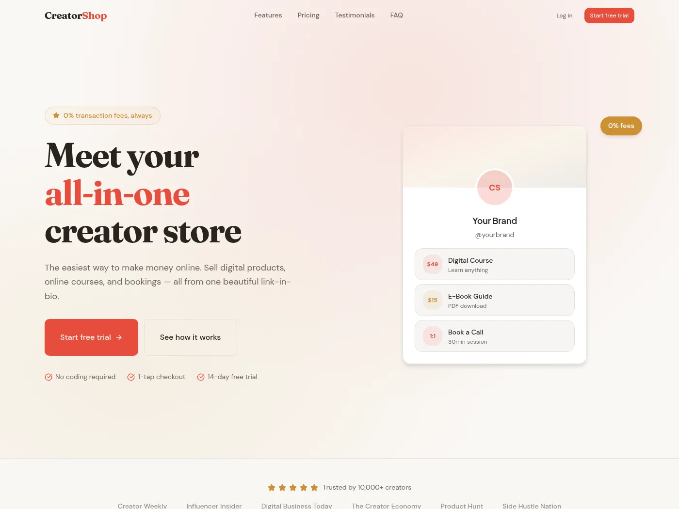 Creator Shop Website