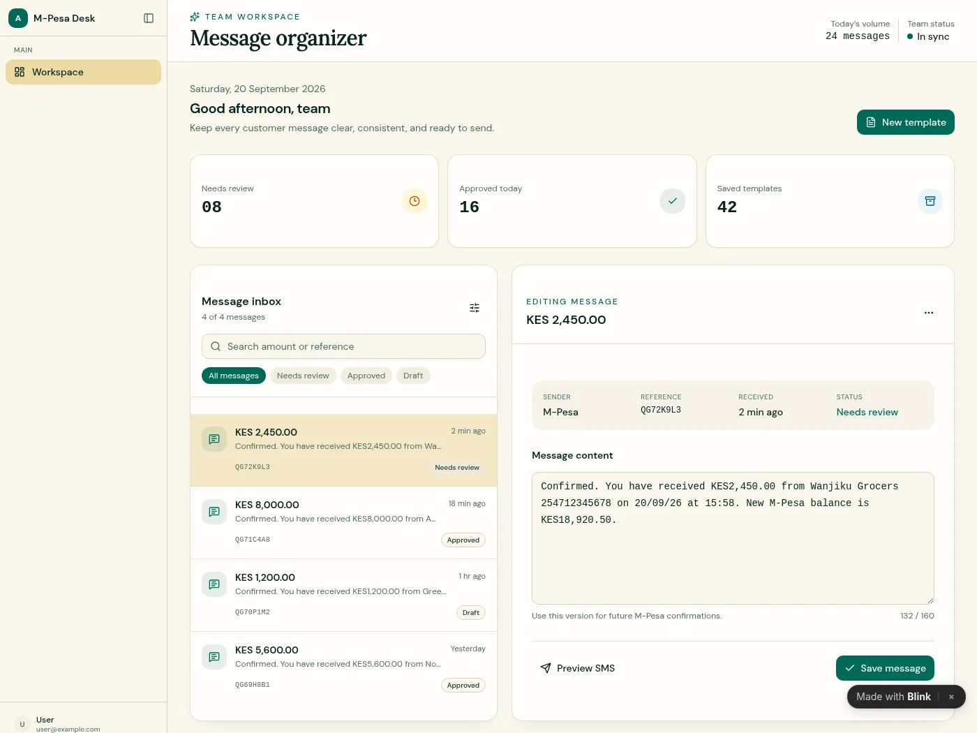 M-Pesa Message Organizer