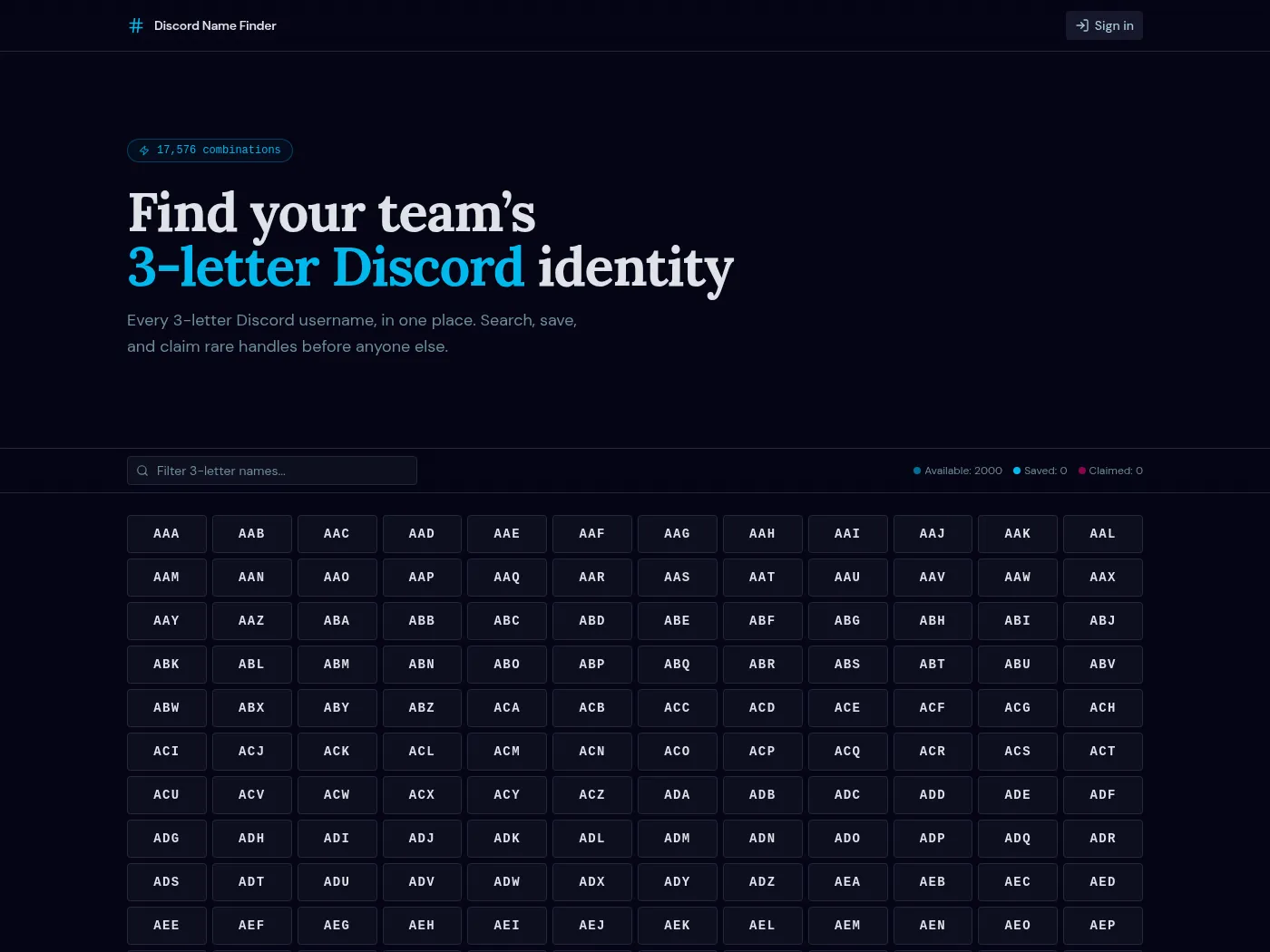 Discord Name Finder