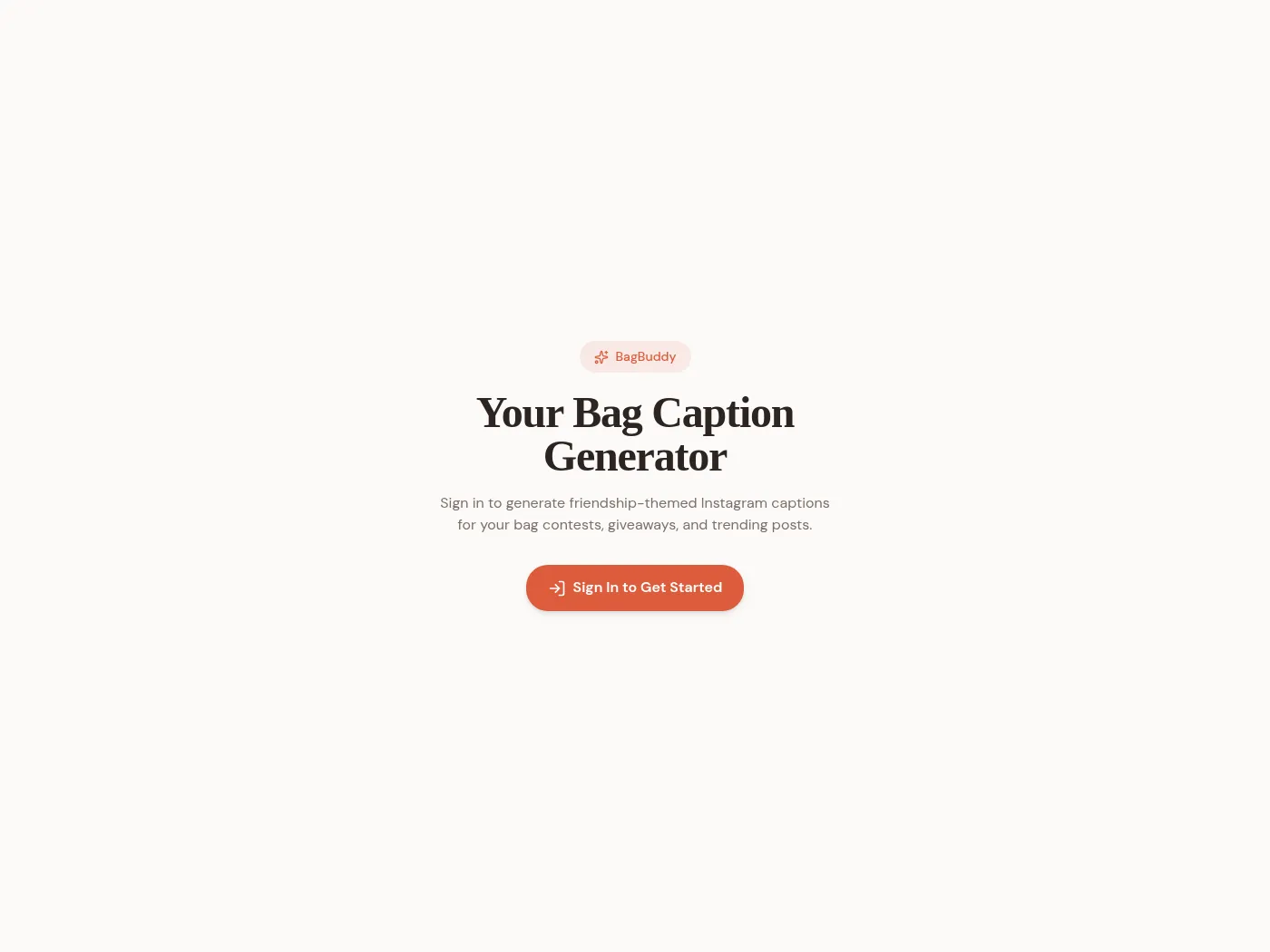 BagBuddy Caption Generator