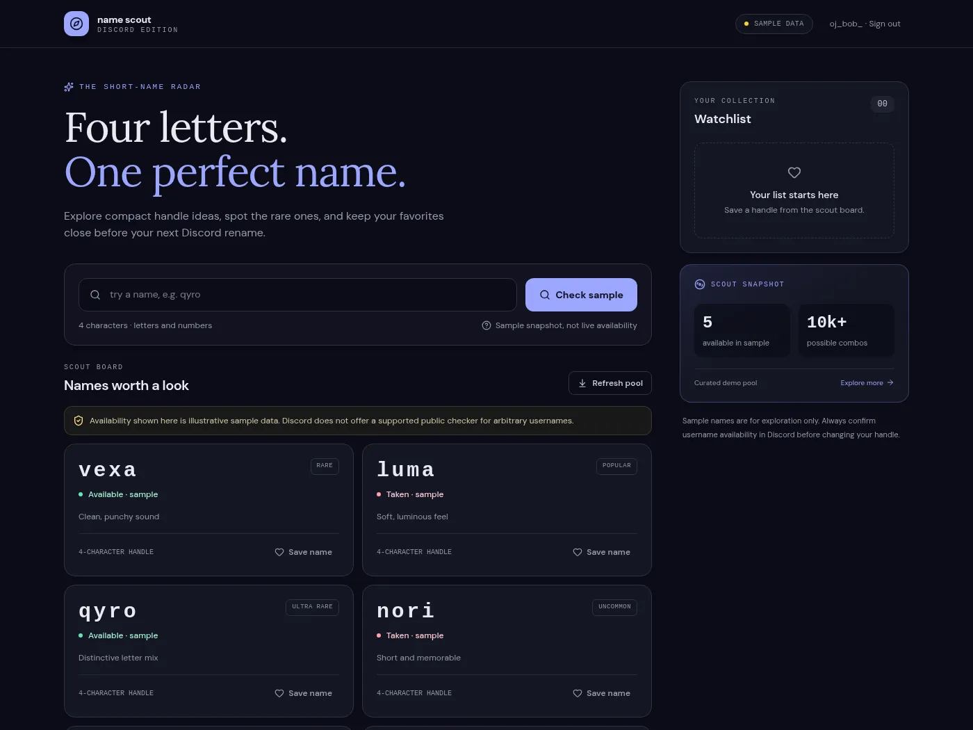 Discord Name Scout