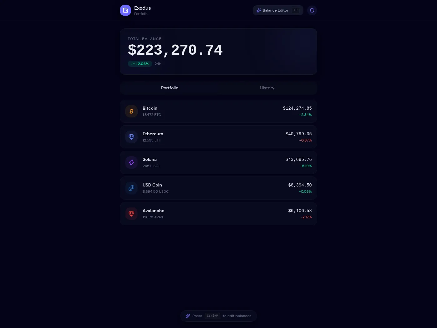 Exodus Wallet Simulator