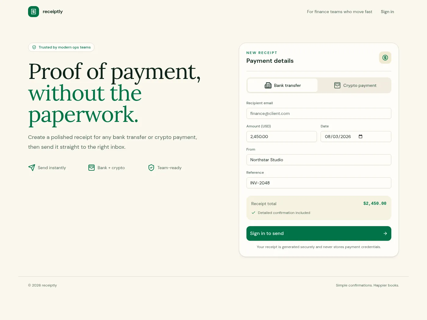 Smart Payment Receipts