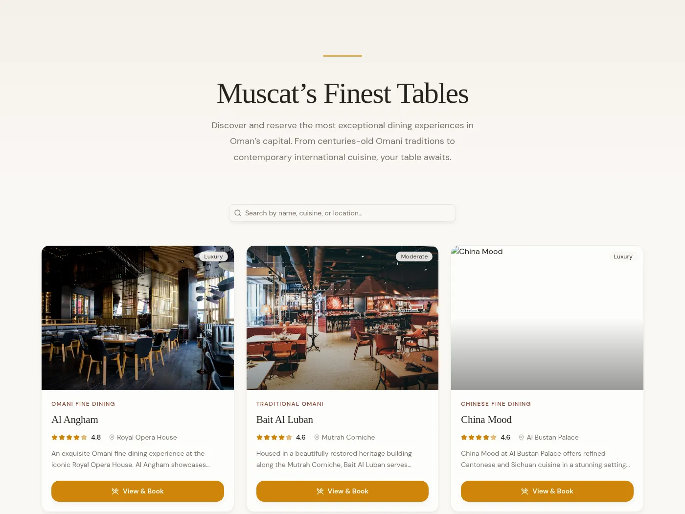 Muscat Gourmet Booker