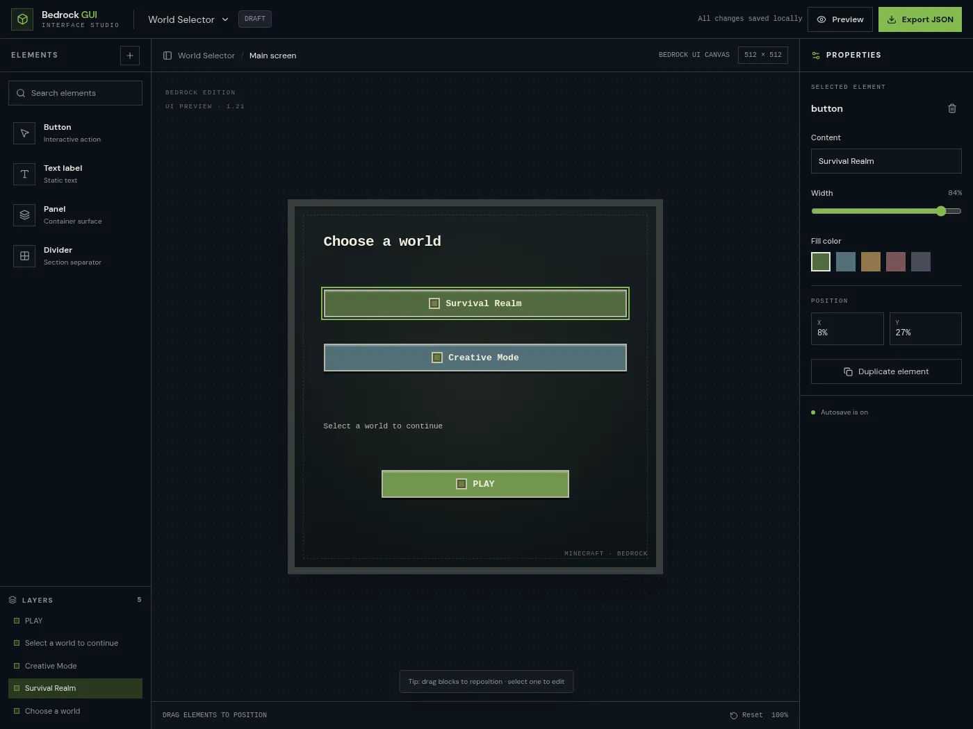Bedrock GUI Builder
