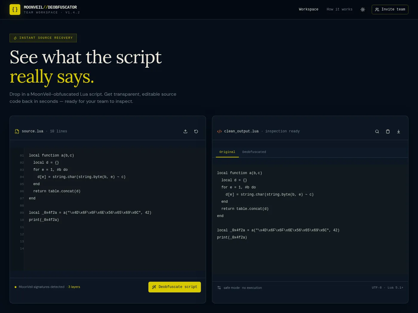Lua Deobfuscator Web