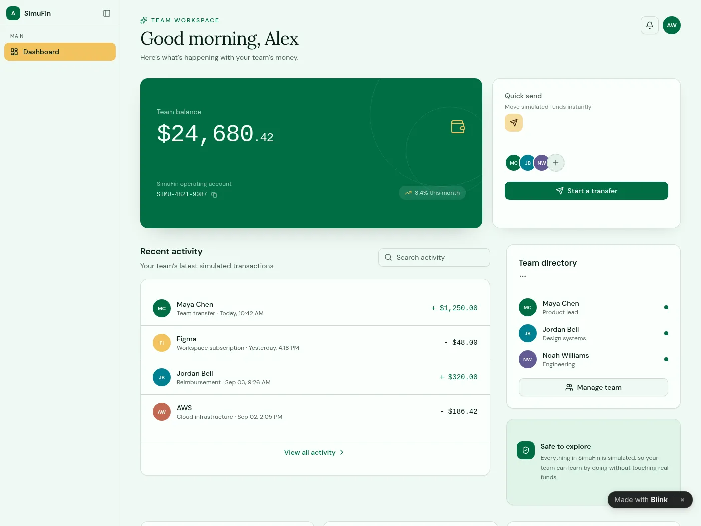 SimuFin Team Dashboard