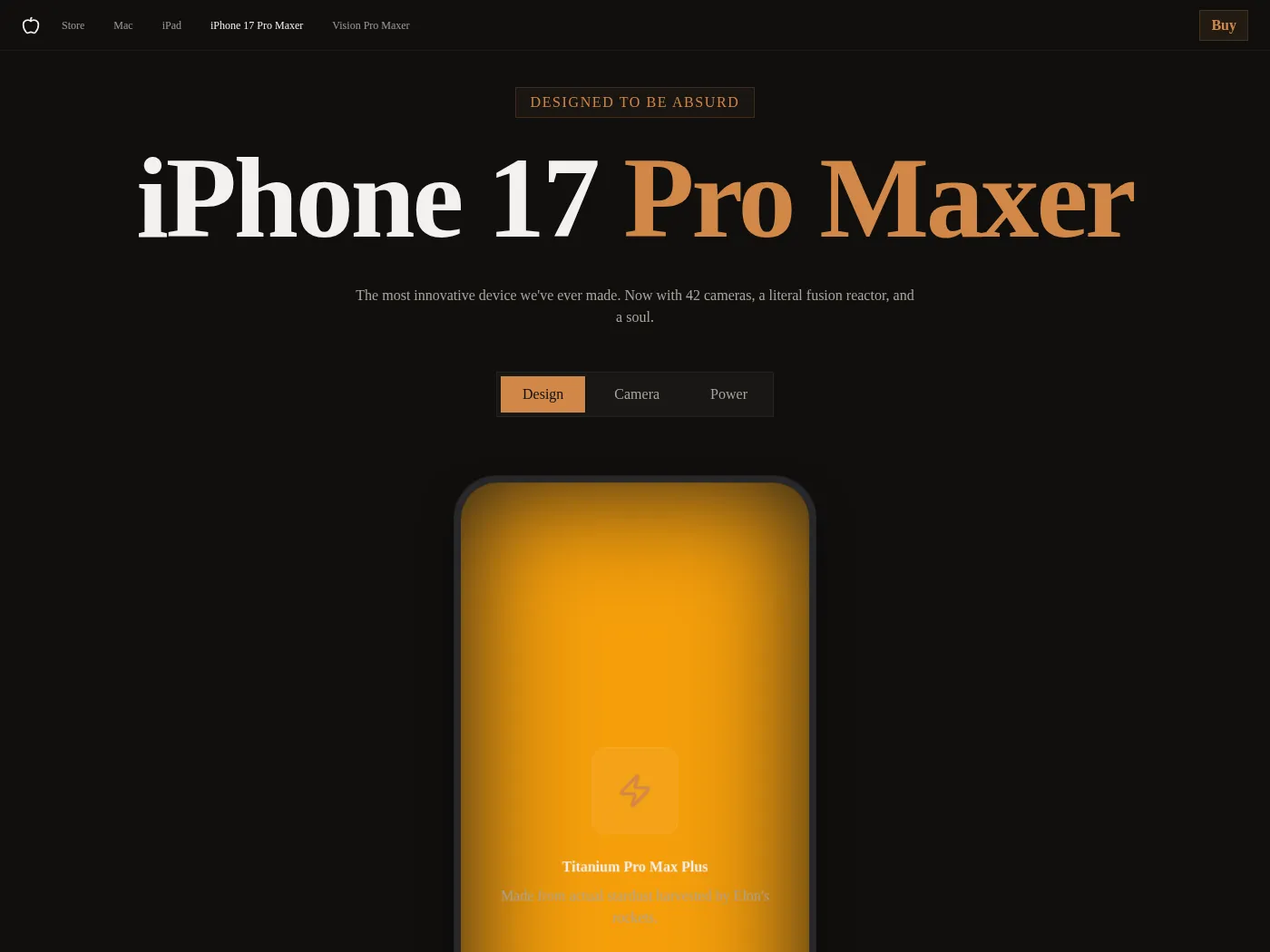 iPhone 17 Pro Parody Site