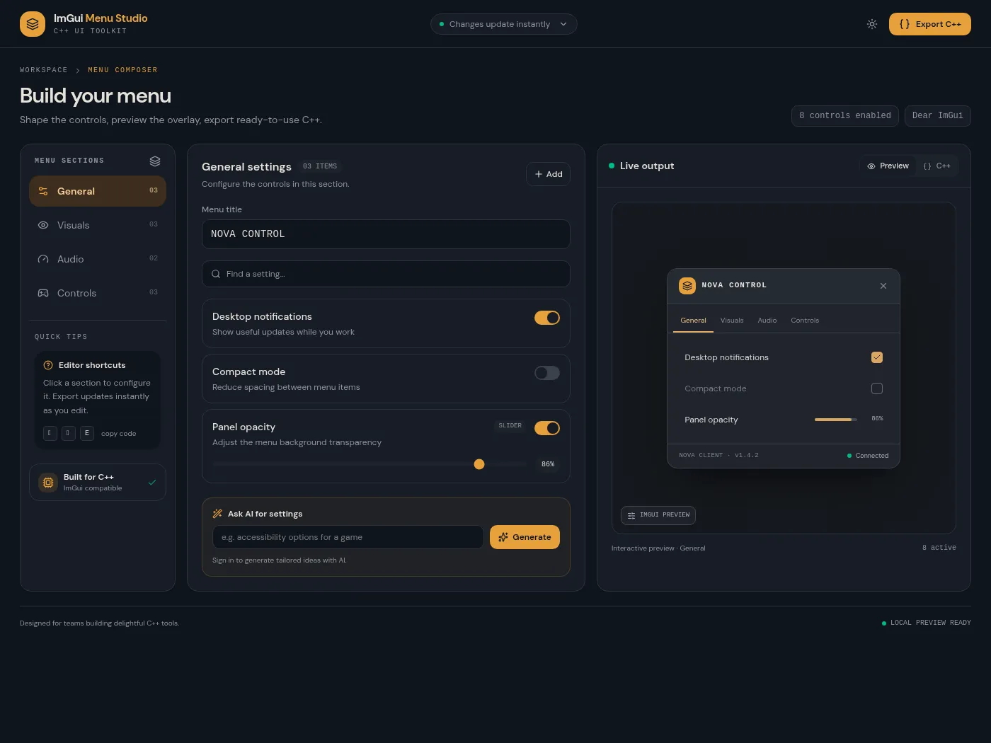 ImGui AI Menu Suite