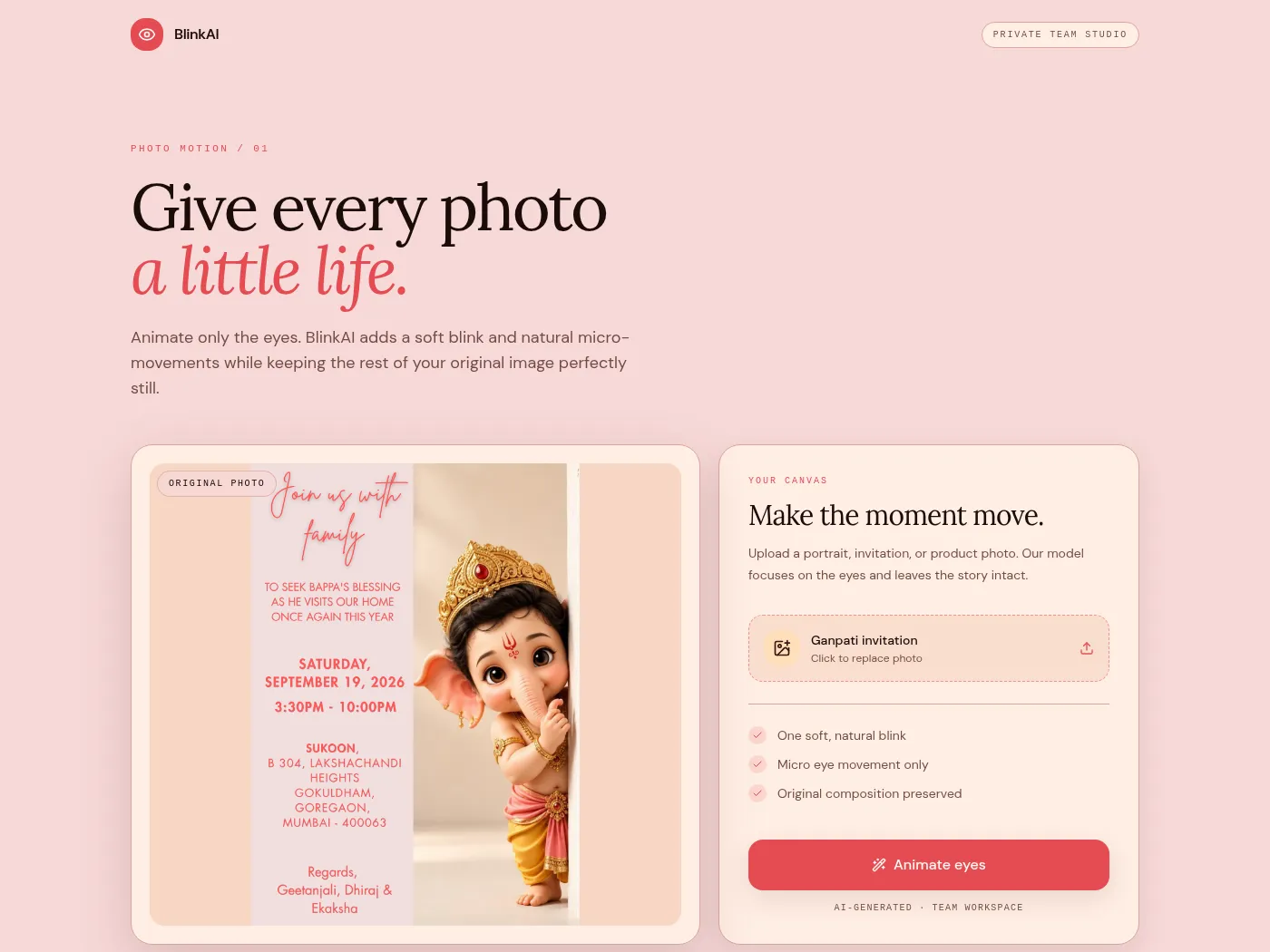 BlinkAI Photo Animator