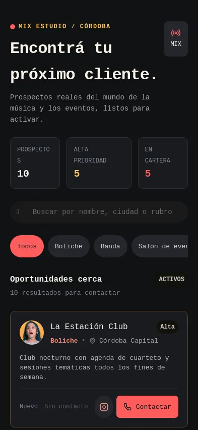 MIX Estudio Client Finder