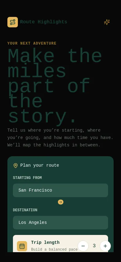 Route Highlights Planner