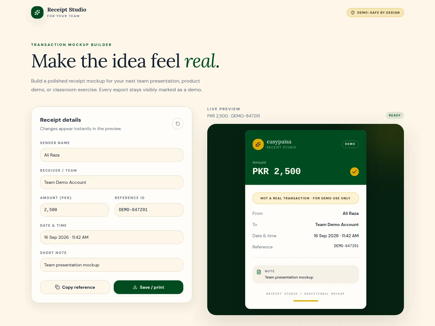 Easypaisa Receipt Maker