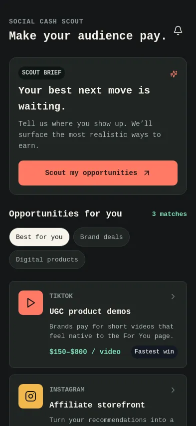 Social Cash Scout
