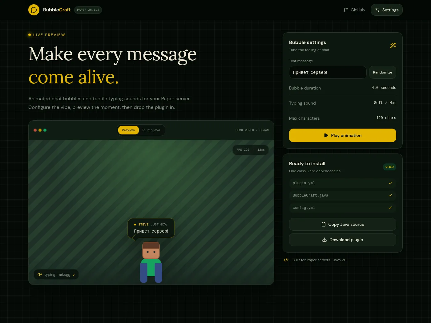 Chat Bubble Plugin