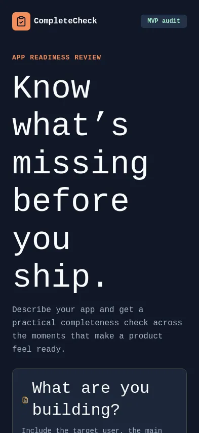 App Completeness Checker
