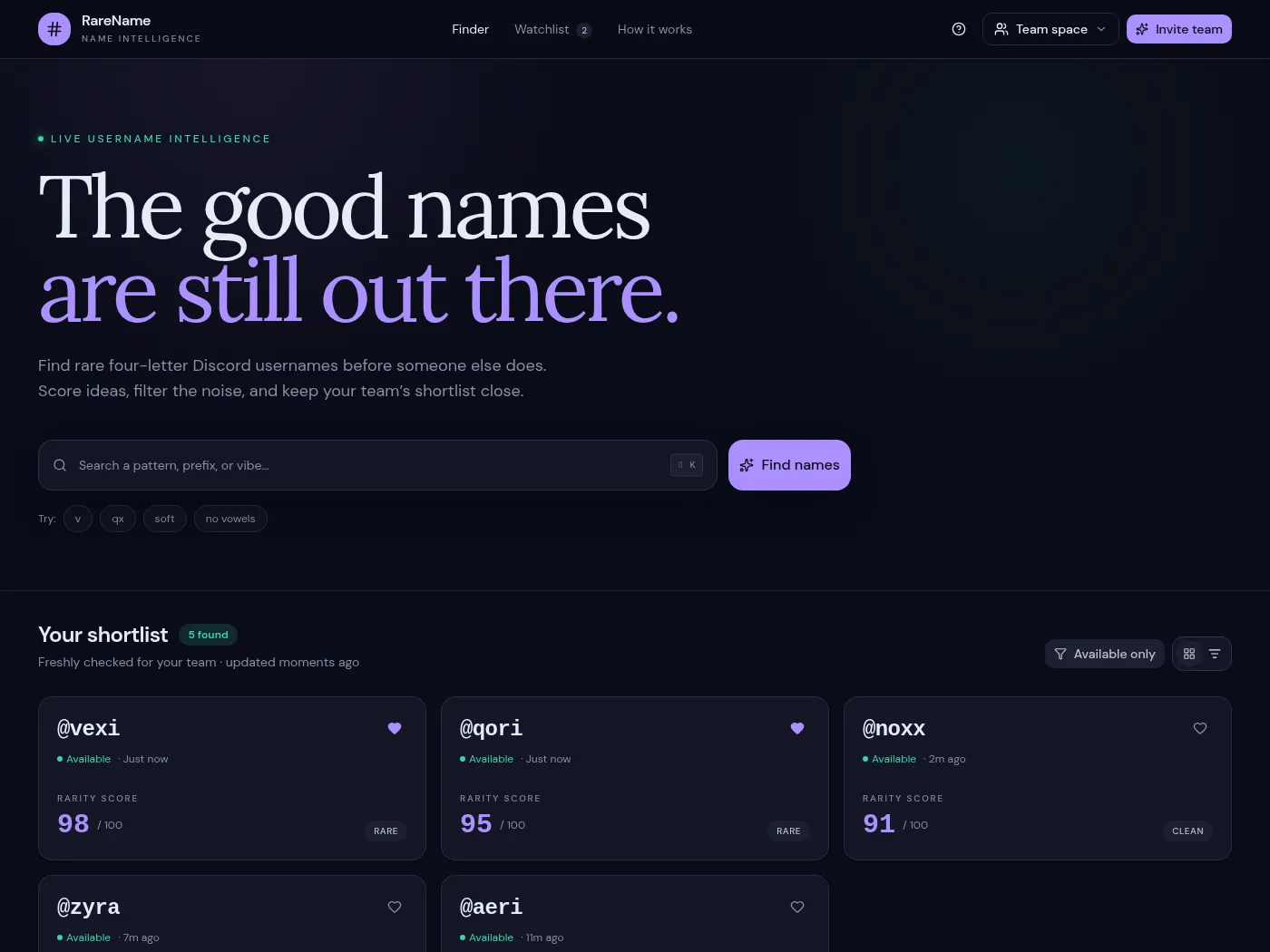 Rare Discord Name Finder