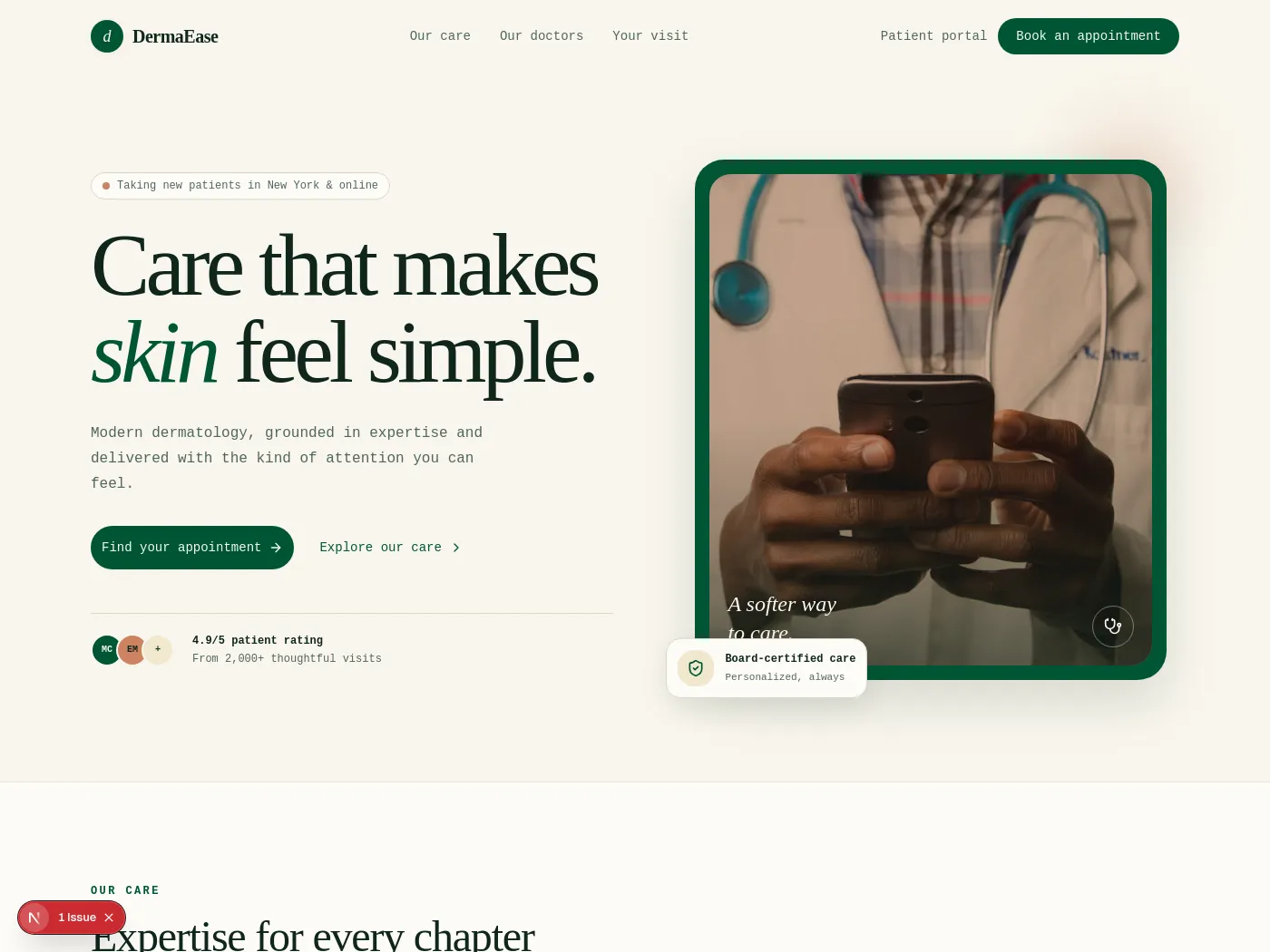 DermaEase Booking Platform
