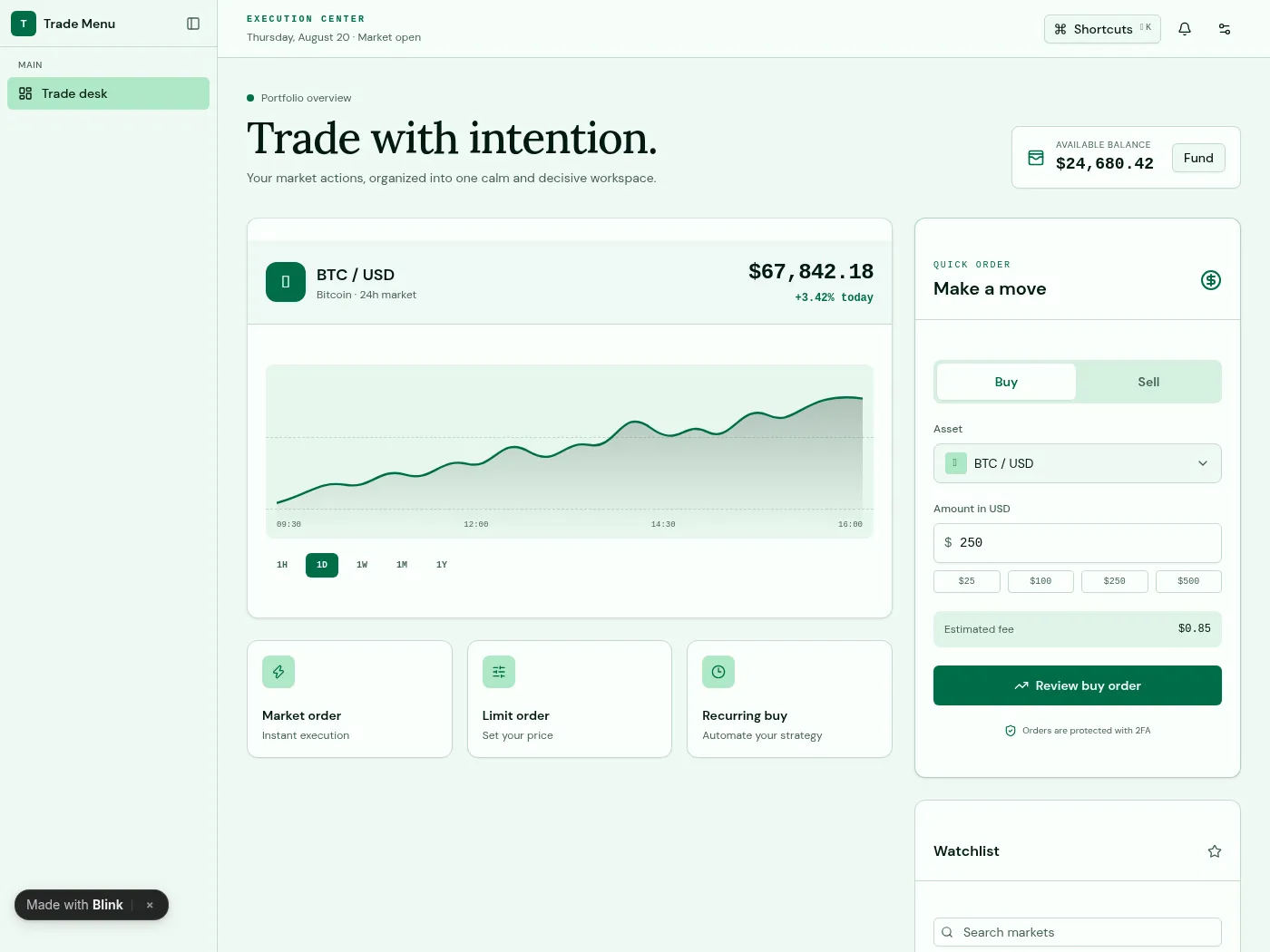 Trader Menu UI