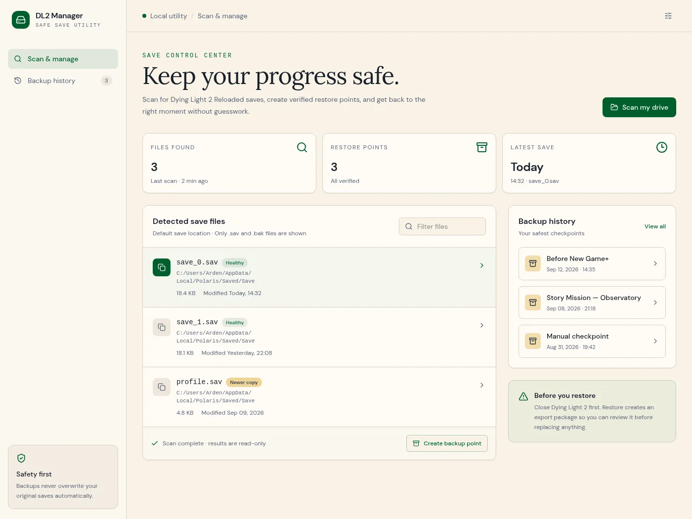 DL2 Save Manager