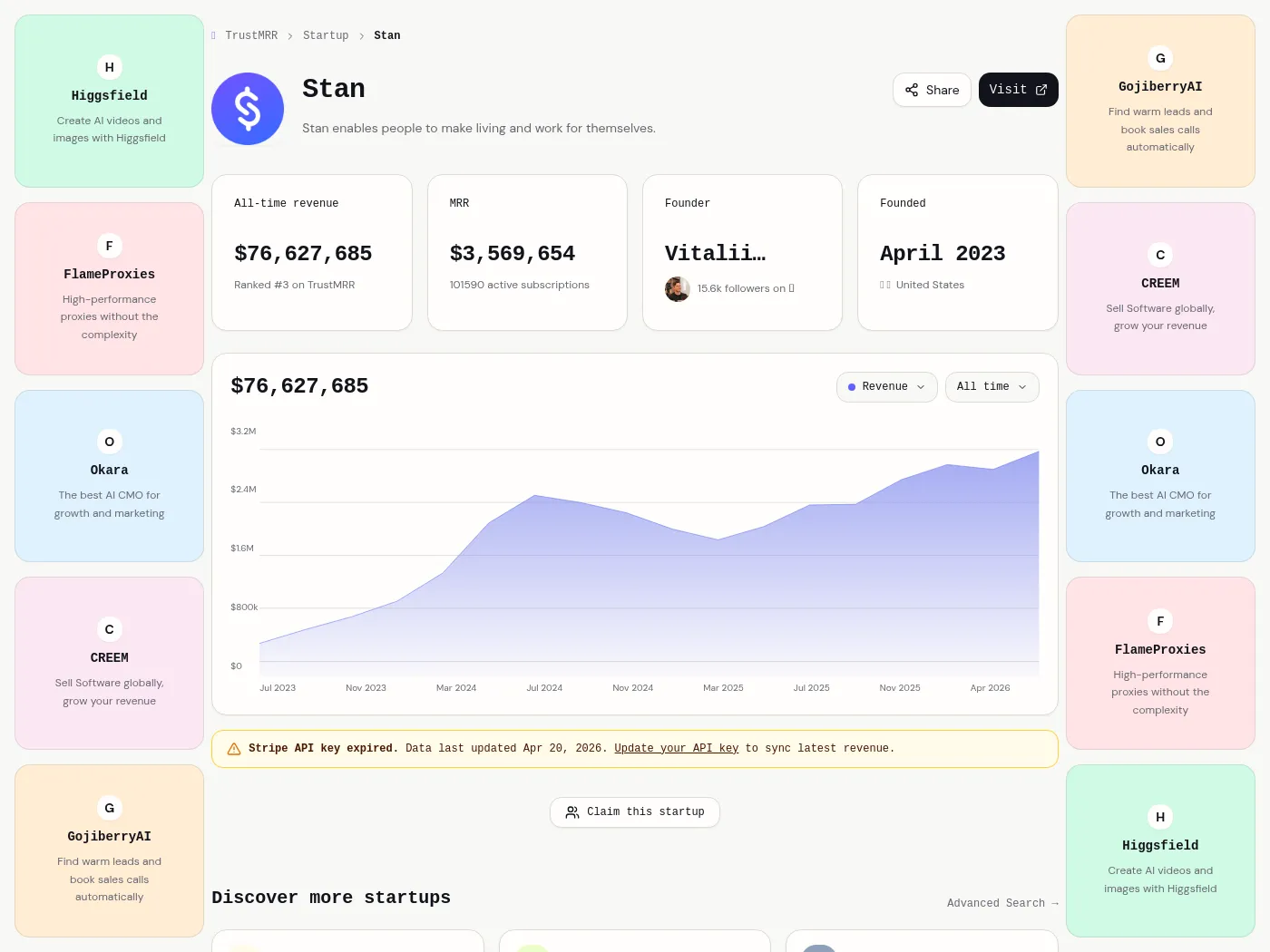Stan Startup Landing