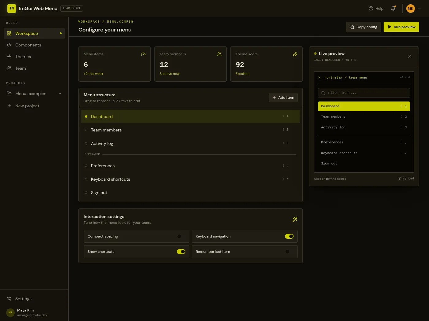 ImGui Web Menu