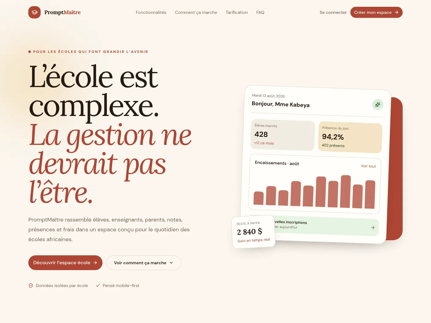 PromptMaître Scolaire SaaS