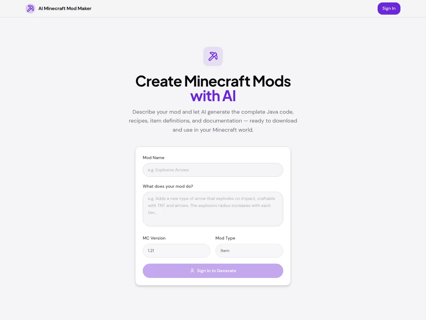 AI Minecraft Mod Maker