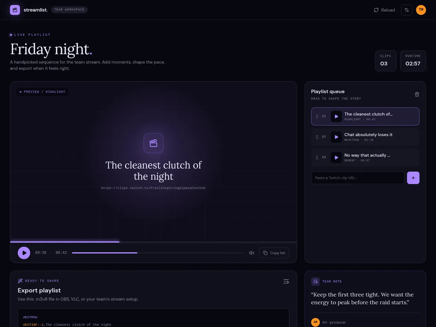 StreamList Creator