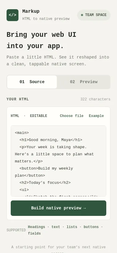 HTML to Native App