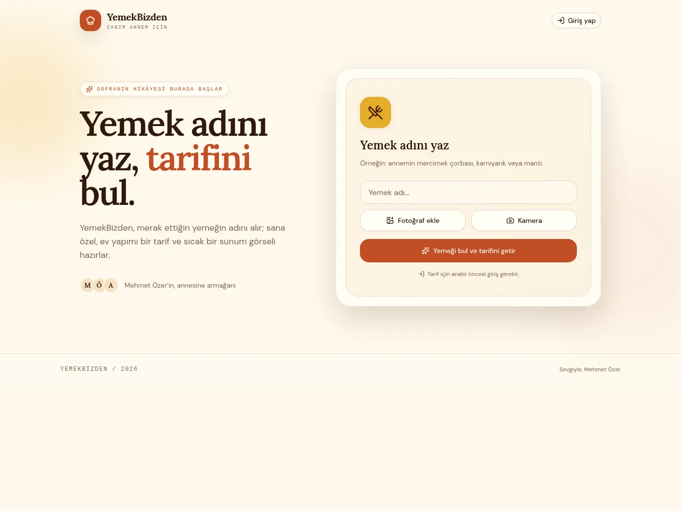 YemekBizden Recipe Finder